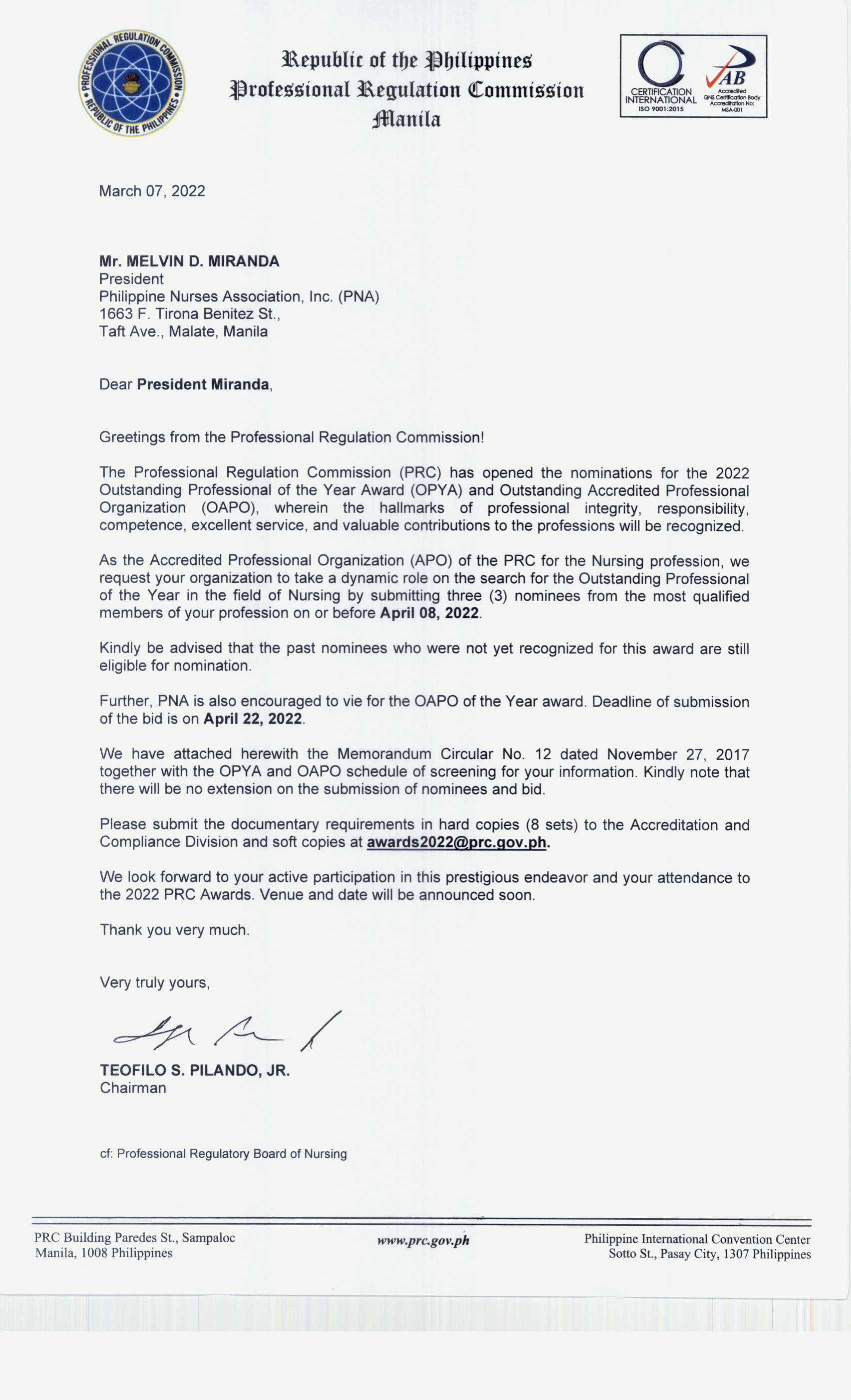 Awards and Recognitions